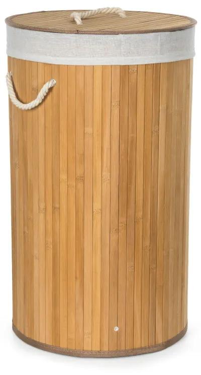 Koš na prádlo G21 55 l, bambusový kulatý s bílým košem