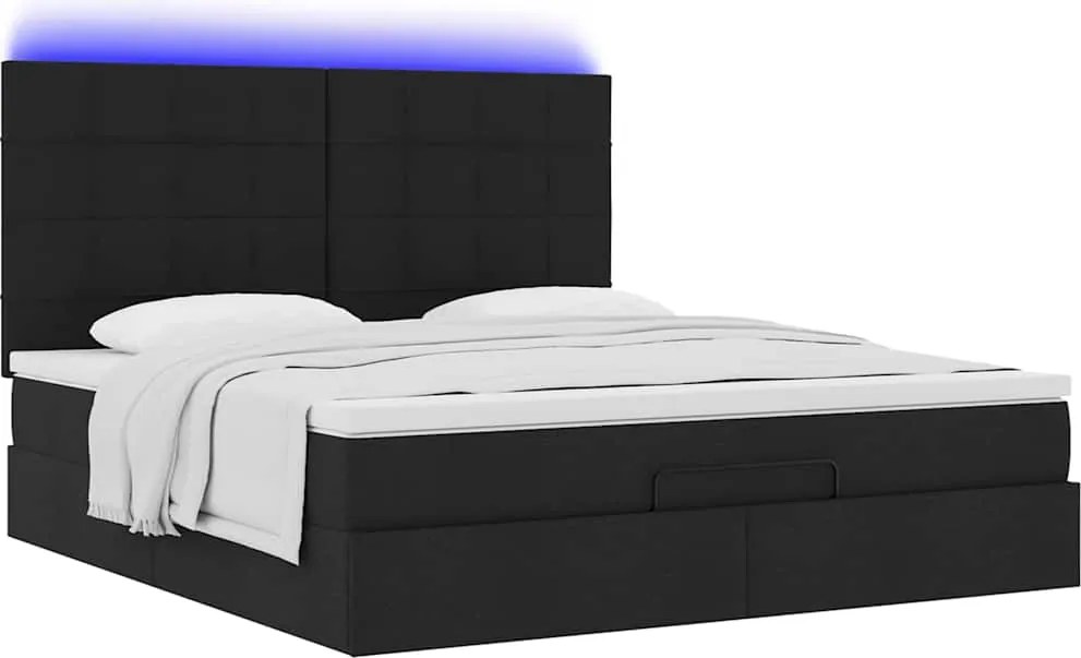Osmanský rám postele s matrací černá 180x200cm textil 3314026