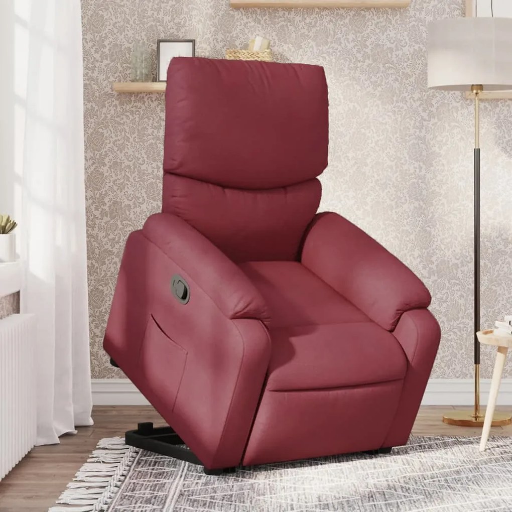 Zvedací polohovací křeslo vínové textil 3204827