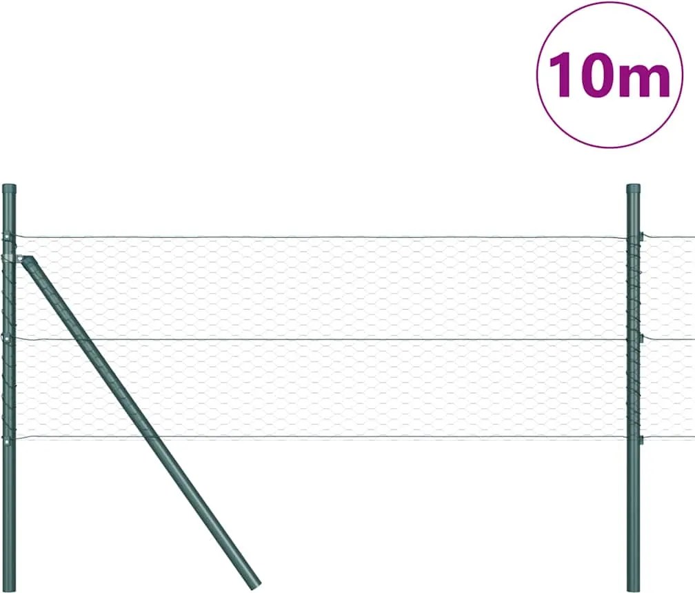 Hexagonální kotvení plotu 10 x 0,8 m Ocel potažená PVC Zelená 3352633