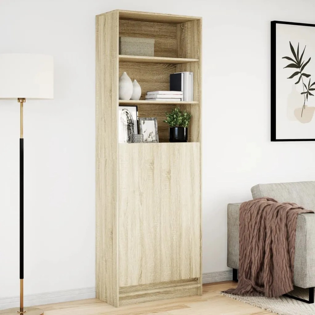 Skříň highboard s LED dub sonoma 69 x 32,5 x 200 cm kompozit 3307907