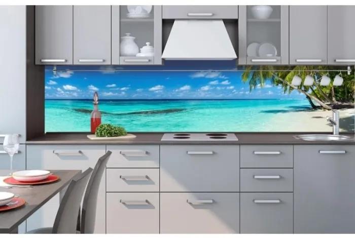 DIMEX | Fototapeta do kuchyně Pláž v ráji KI-260-091 | 260 x 60 cm | tyrkysová, zelená, modrá, krémová