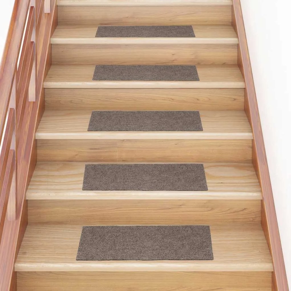 Schodové rohože samolepicí 15 ks 60 x 25 cm béžové obdélníkové 326921