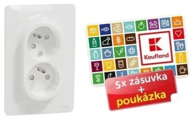 Schneider Electric Nová Unica dvojzásuvka bílá balení 5ks + poukázka 100 Kč NU206518X5