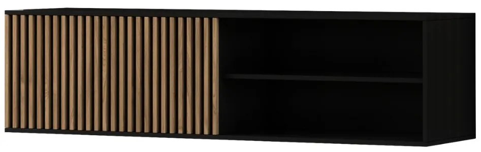 Závěsný TV stolek MEORATI 150x40 cm, černá/dub artisan