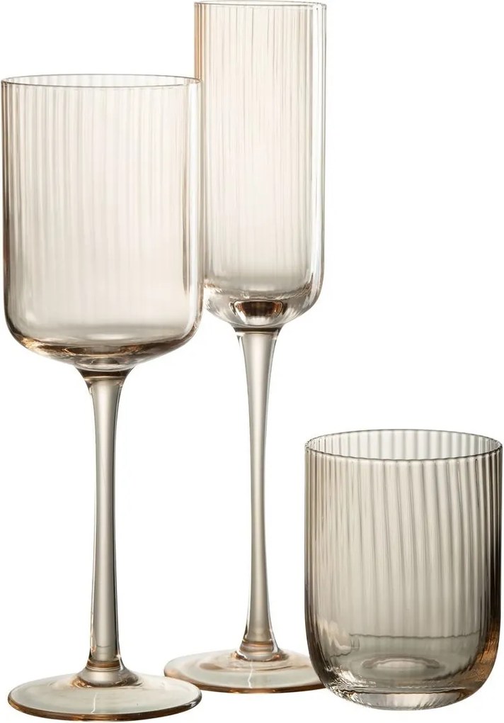 Jantarová sklenička na šampaňské s vroubkováním Ralph - Ø7*26cm / 180ml