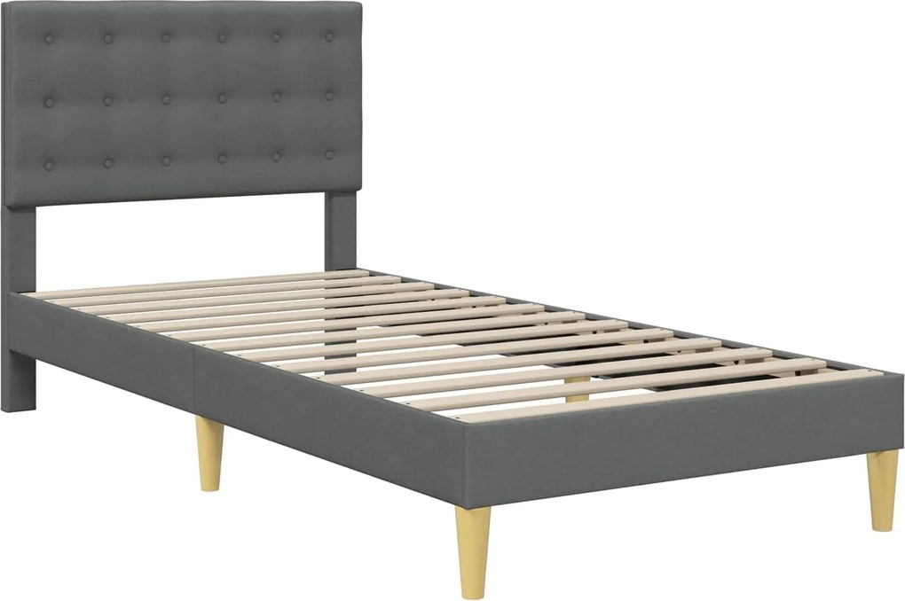 Rám postele s čelo Tmavě šedá 90 x 190 cm Textil 3414684