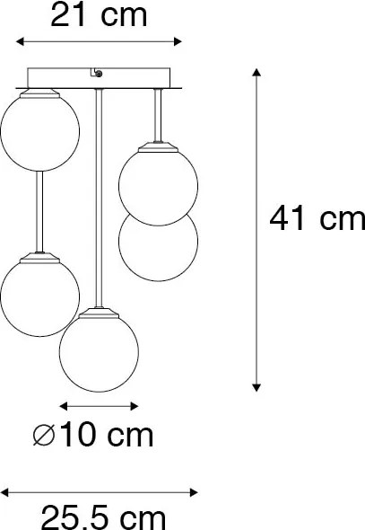 Moderní stropní svítidlo černé se zlatem 5-světlo - Atény Wire