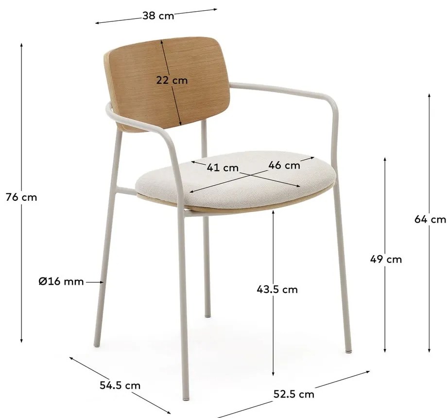 Béžová čalouněná jídelní židle s područkami/stohovatelná Maureen – Kave Home