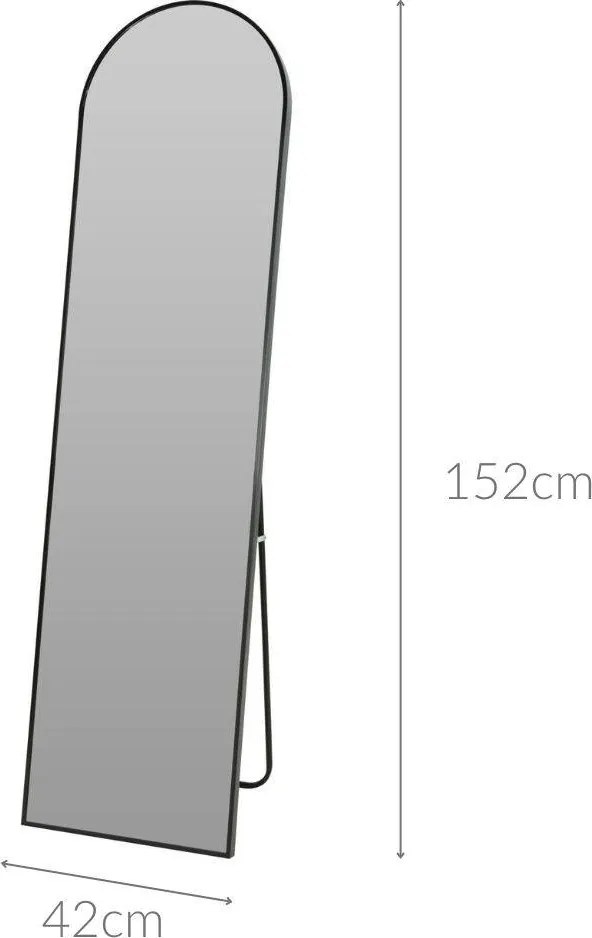 Volně stojící zrcadlo, 150 cm, černá