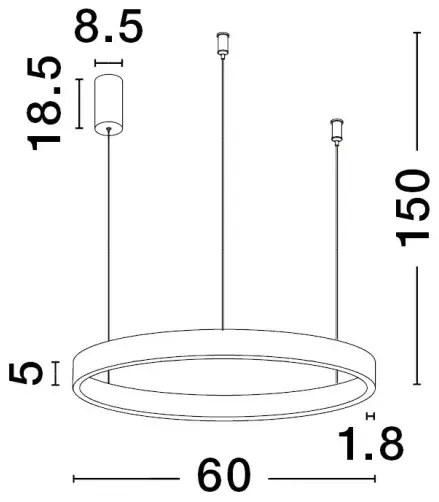LED lustr Elowen 60 stříbrná