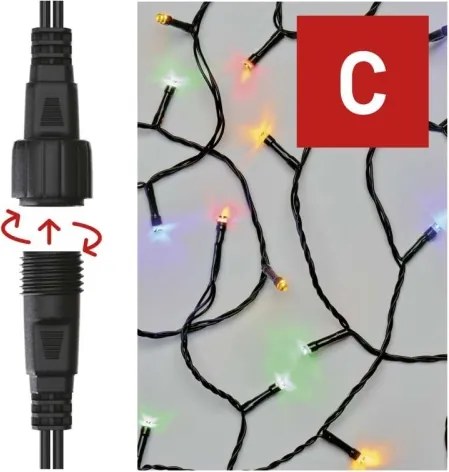 Propojovací vánoční řetěz bez zdroje EMOS Connecting D1AM03 ZY1926 100LED 10m multicolor