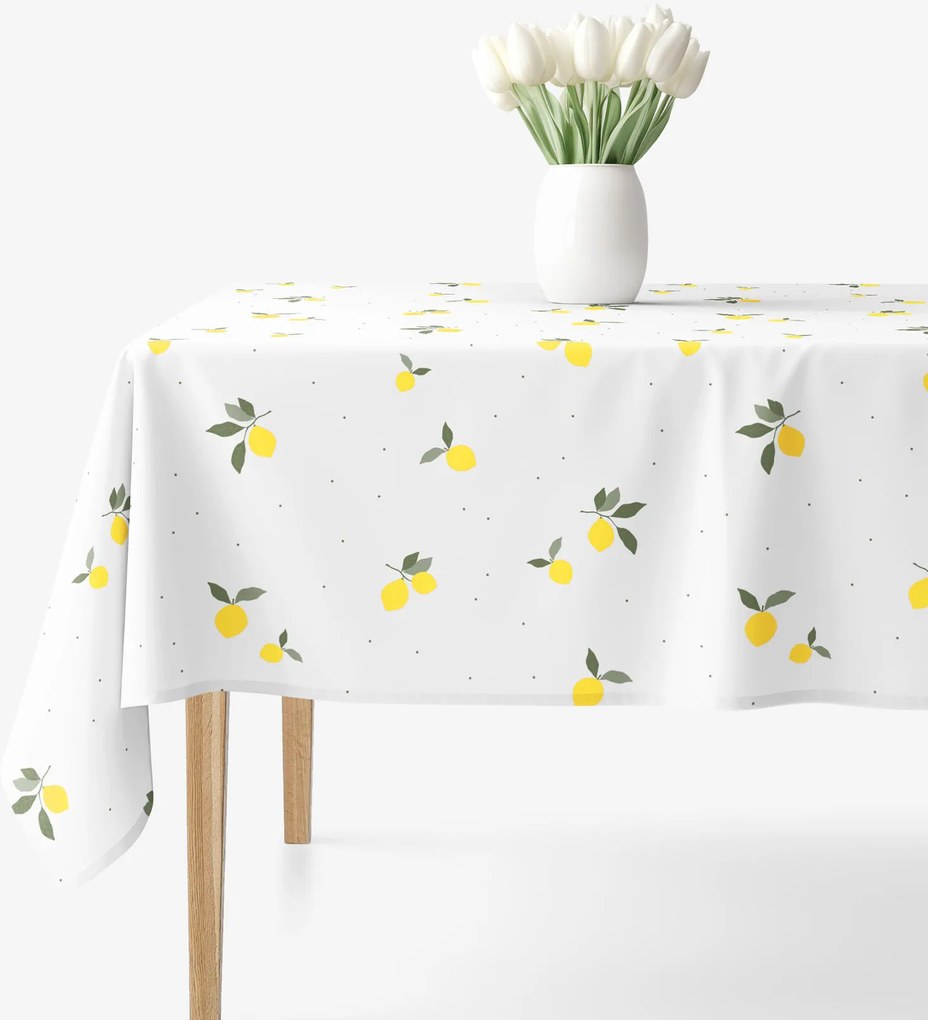 Goldea hranatý ubrus 100% bavlněné plátno - citrony 100 x 100 cm
