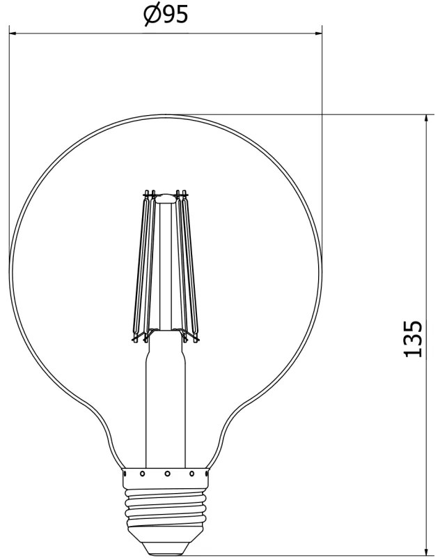 Mexen Vintis, LED žárovka E27, G95, 8W, Teplá - 2700K, 750 lm, jantarová - L157-E27-0827-50