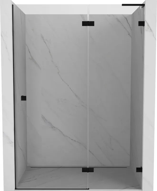 Mexen, Mexen Lunar L Otočné pravé sprchové dveře 130 cm, průhledné, černé - 834L-130-000-70-00-P