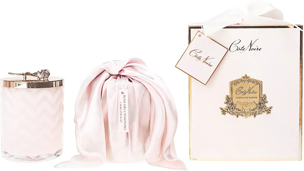 Côte Noire Herringbone svíčka Charente Rose, 600 g