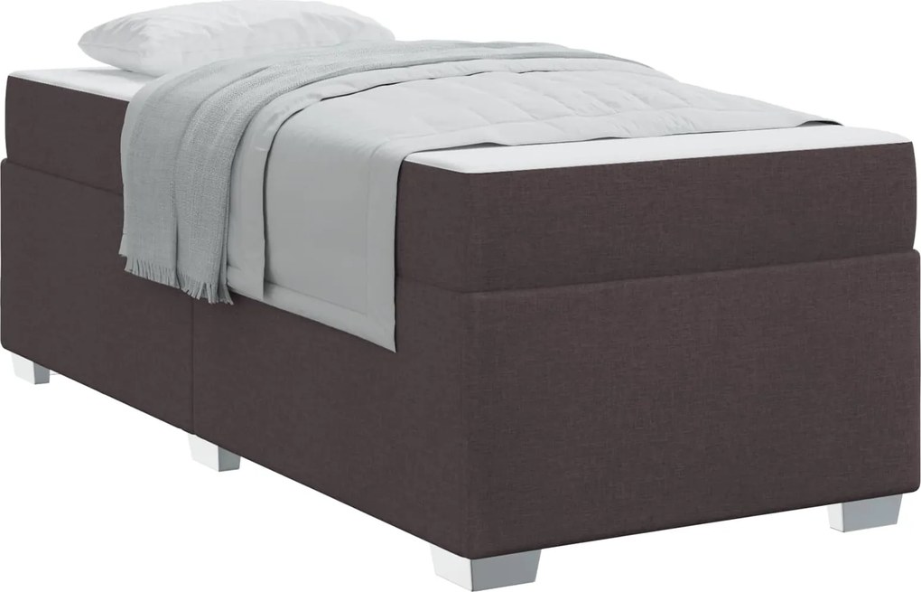 Rám postele s matrací Tmavě hnědá 100 x 200 cm textil 3399169