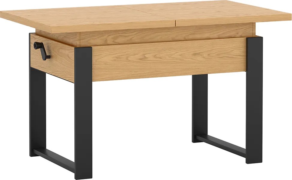 Rozkládací polohovací konferenční stolek HOGO 3v1 | 120-157x62,5-74,5x67 cm | síla horní desky 32 mm | dub bookmatch/černé nohy