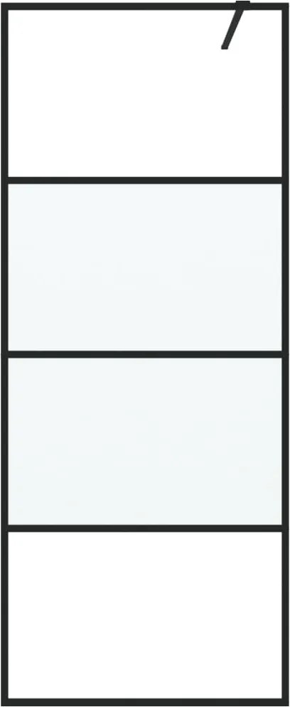 Sprchová zástěna walk-in černá 80x195 cm napůl mléčné ESG sklo 152125