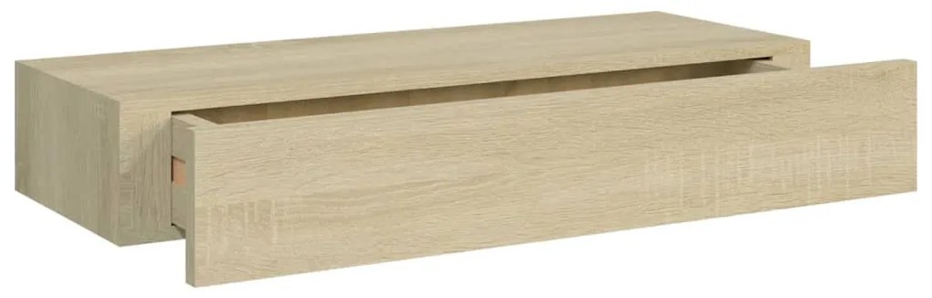 vidaXL Marketos Nástěnné police se zásuvkou 2 ks dub 60 x 23,5 x 10 cm MDF