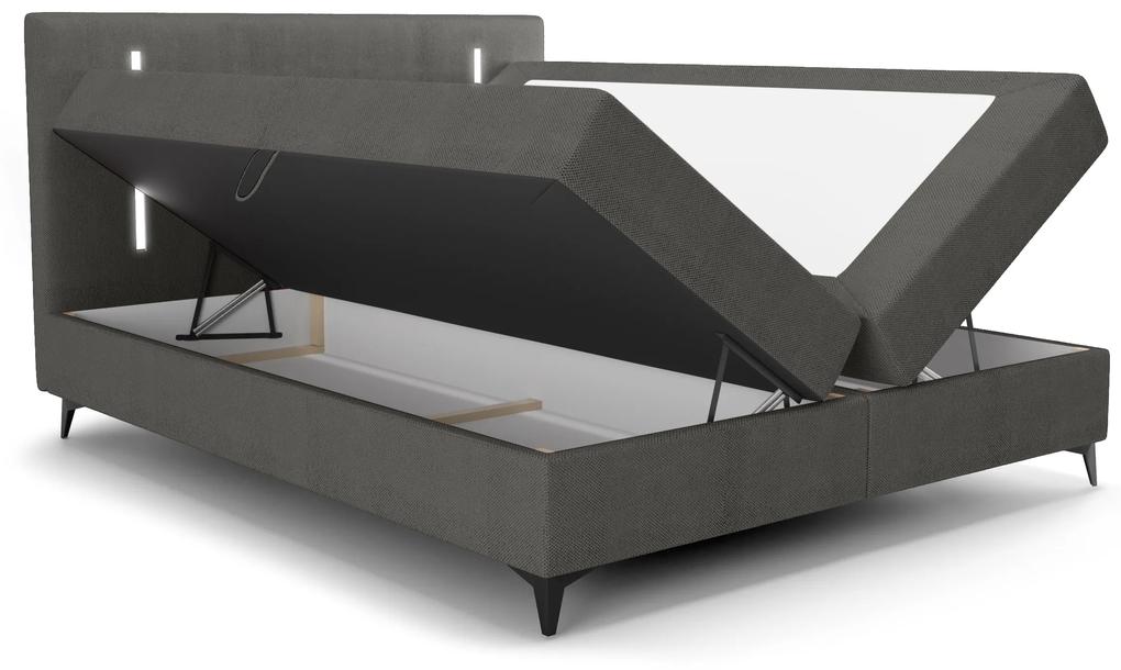 Jednolůžková postel 120 cm Ortega Comfort (tmavě šedá) (s roštem a matrací, s úl. prostorem) (s LED osvětlením). 1082710