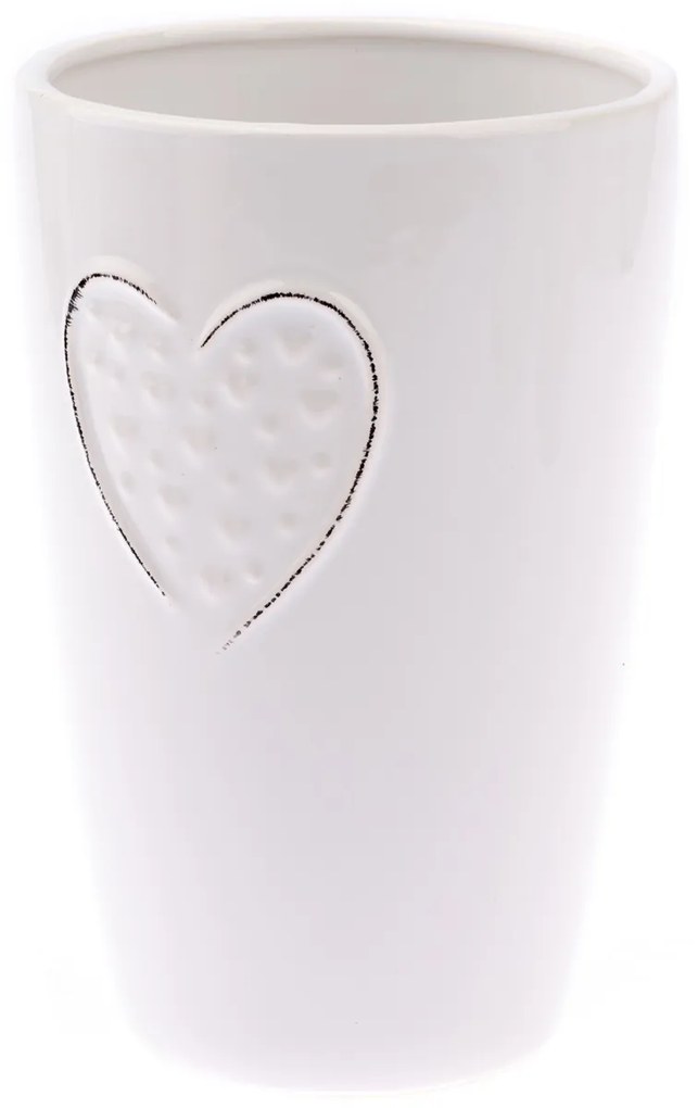 Keramická váza Little hearts bílá, 18 cm, 18 cm