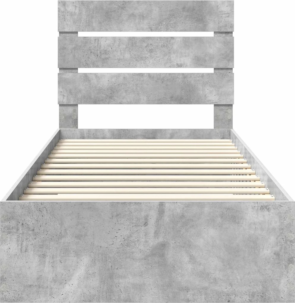 Rám postele s čelo Betonově šedá 100 x 200 cm Kompozitní dřevo 3412007