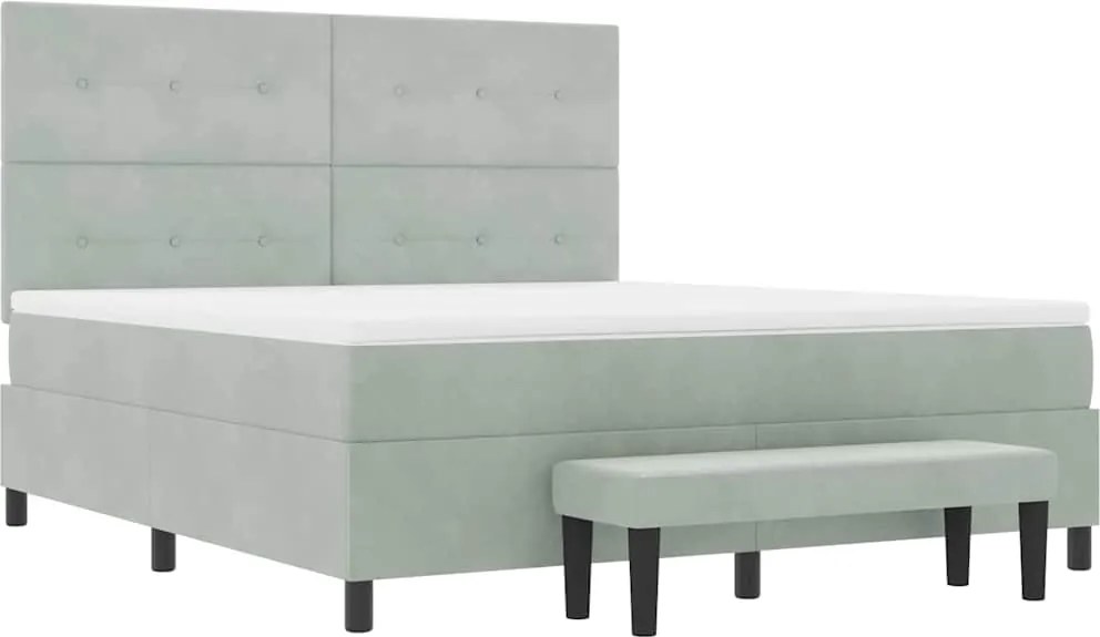 Postel s boxspringem s čelo Světle šedá 200 x 180 cm samet 3344528