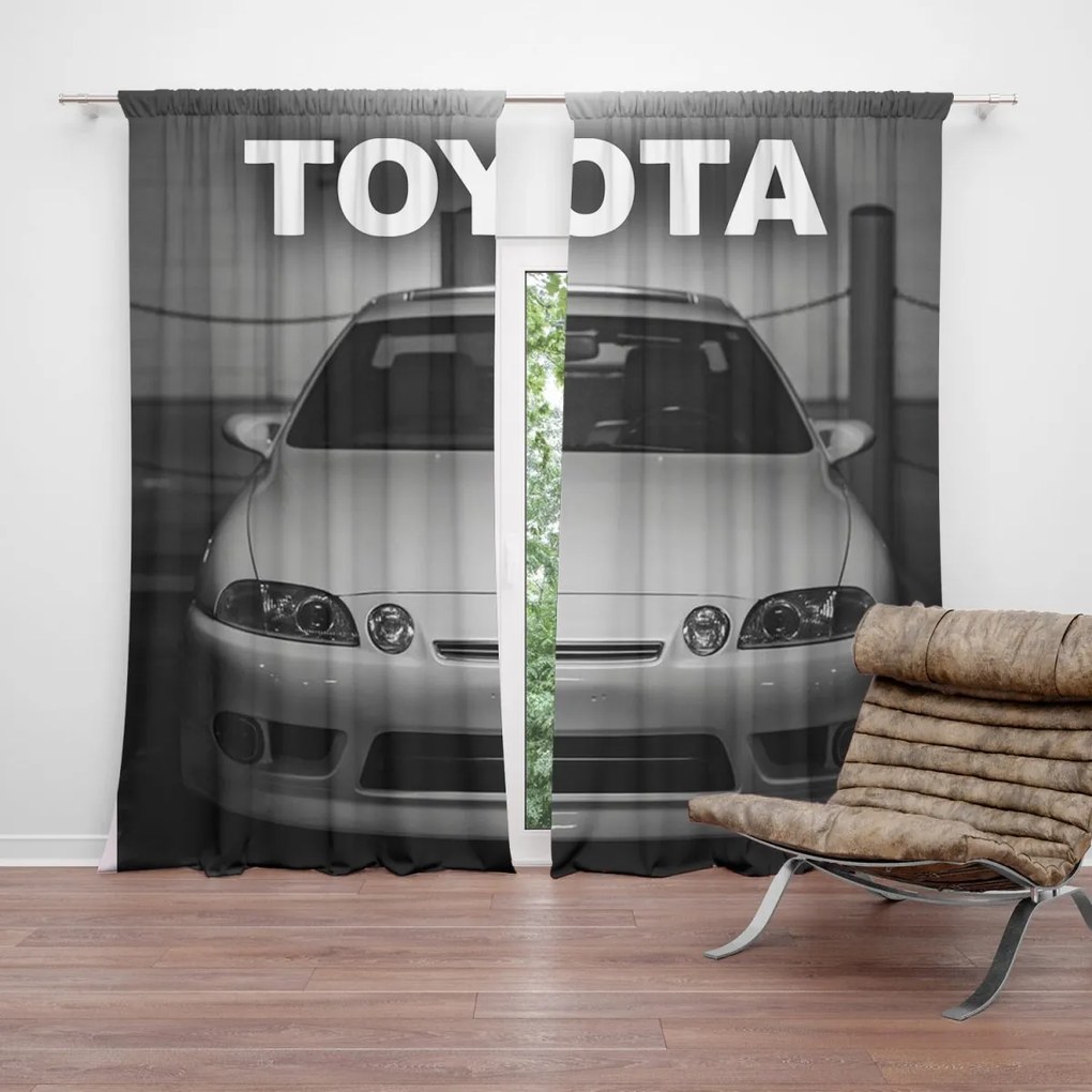 Sablio Závěs Bílé sportovní auto: 2ks 140x250cm