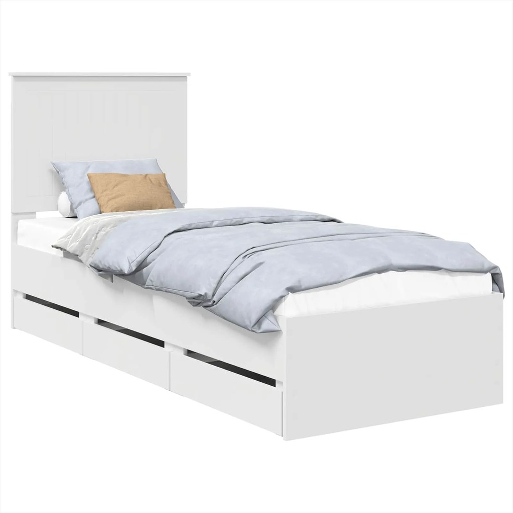 Rám postele se zásuvkou Bílá 75 x 190 cm Inženýrské dřevo 3411166
