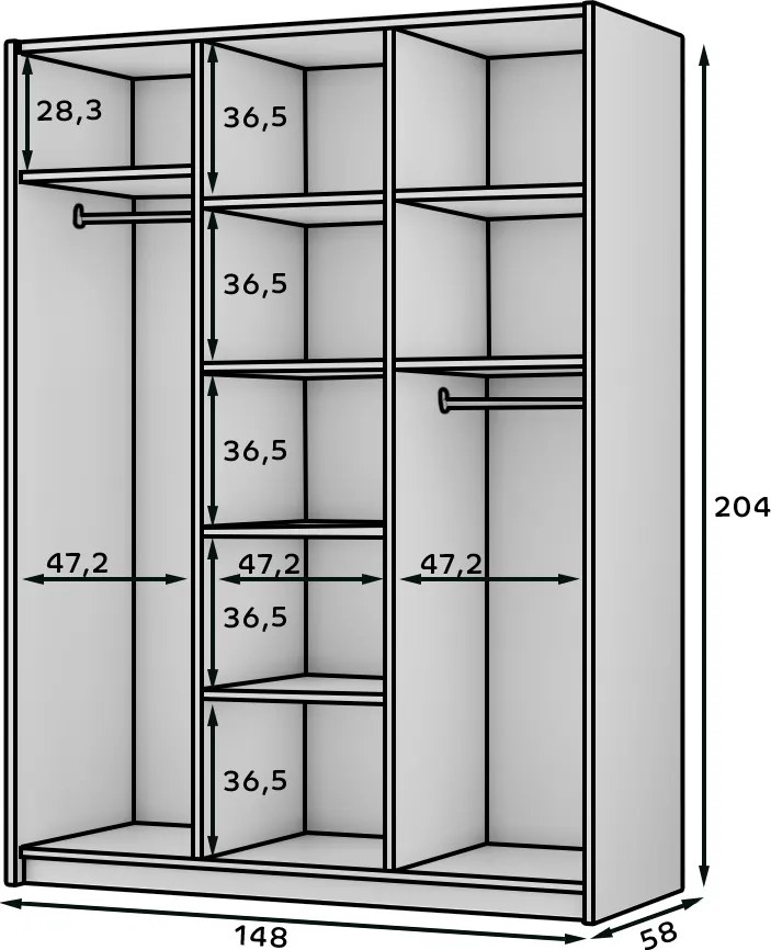 ADRK Furniture Alera III Výklopná skříň ADRK-W-ALE-150-KB