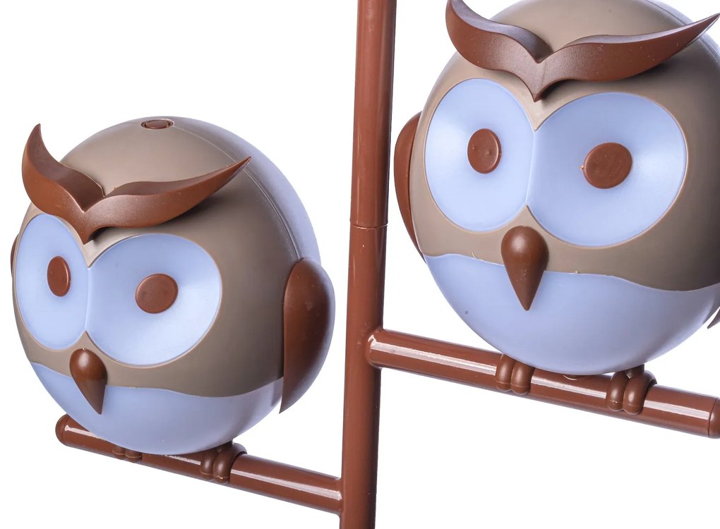 Dětské stropní svítidlo Owl, 2x hnědé plastové stínítko, br