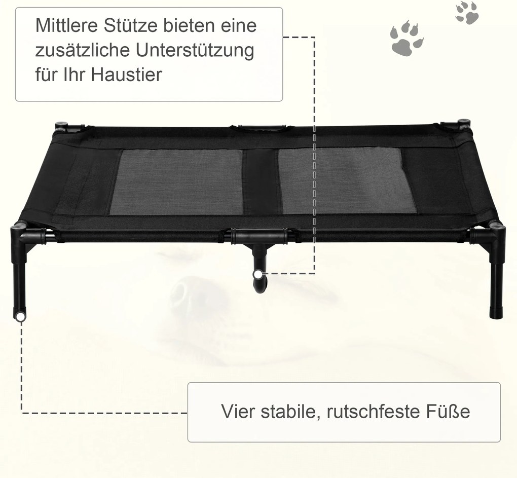 PawHut Dog Lounger Vyvýšený venkovní pelíšek a pohovka pro psy, Oxford Black, 92x76x18cm| Aosom