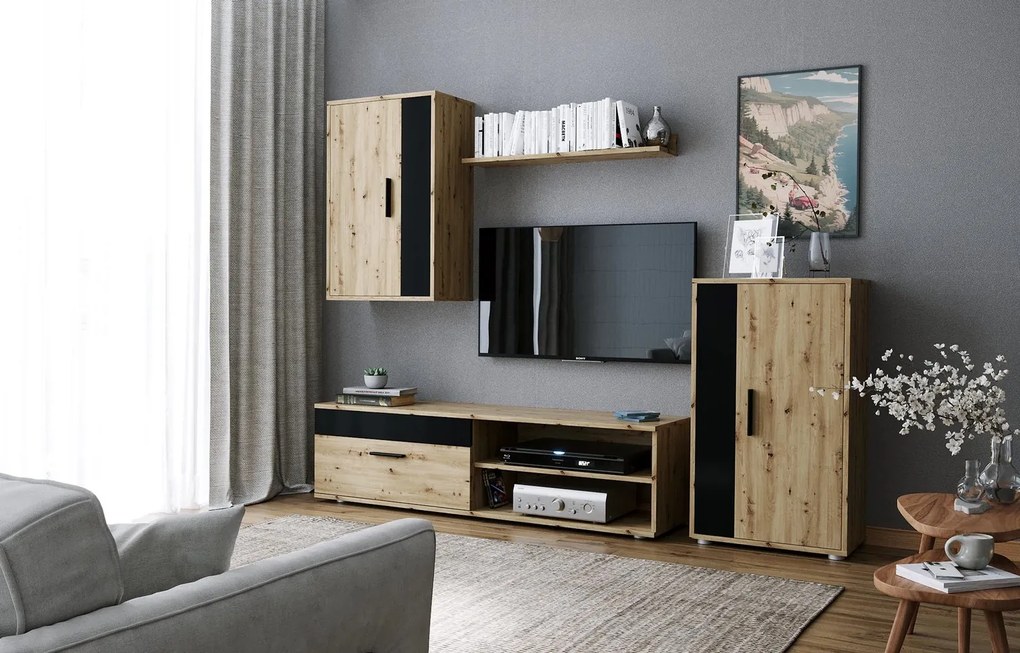 Sada obývacího nábytku Benson dub artisan/černá