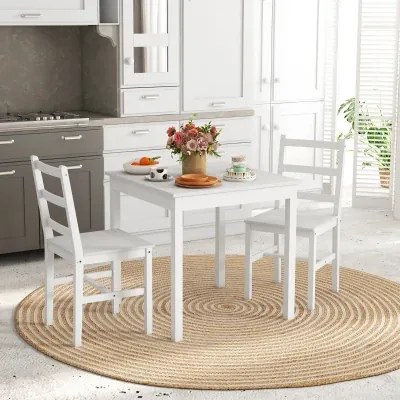 HOMCOM jídelní set 3 jídelních stolů se 2 židlemi kuchyňský set pro 2 osoby jídelní set stolová skupina borovice bílá