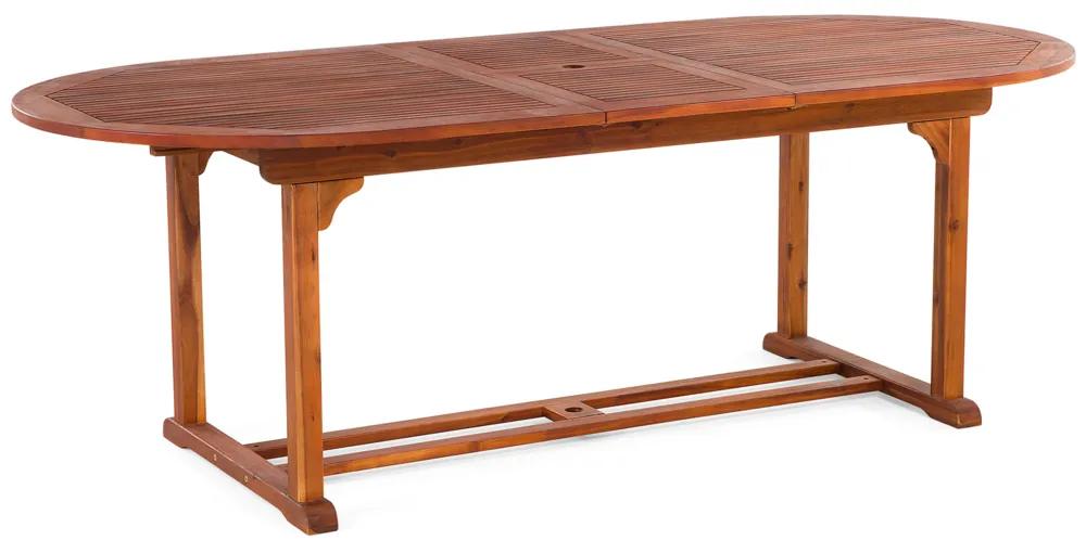 Rozkládací oválný zahradní stůl z akátového dřeva 180-220x100 cm - TOSCANA