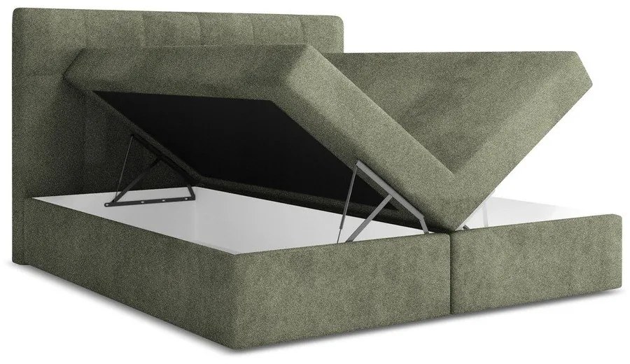 Zelená boxspring postel s úložným prostorem 140x200 cm Palta – Makamii