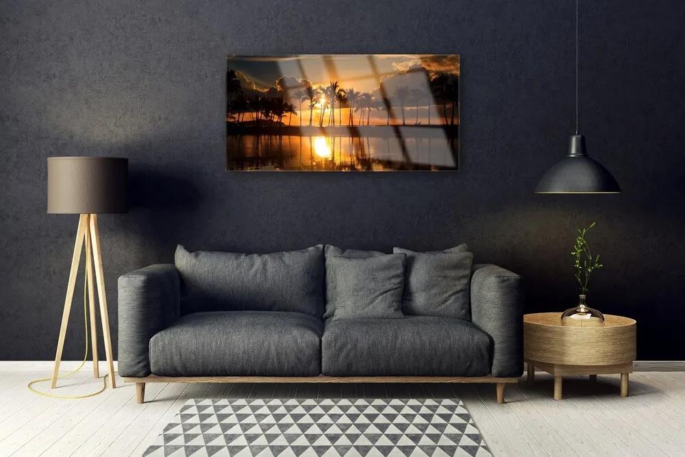 Obraz na skle Stromy Slunce Krajina 120x60 cm