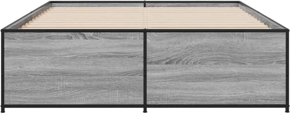 Rám postele šedý sonoma 135 x 190 cm kompozitní dřevo a kov 3279905