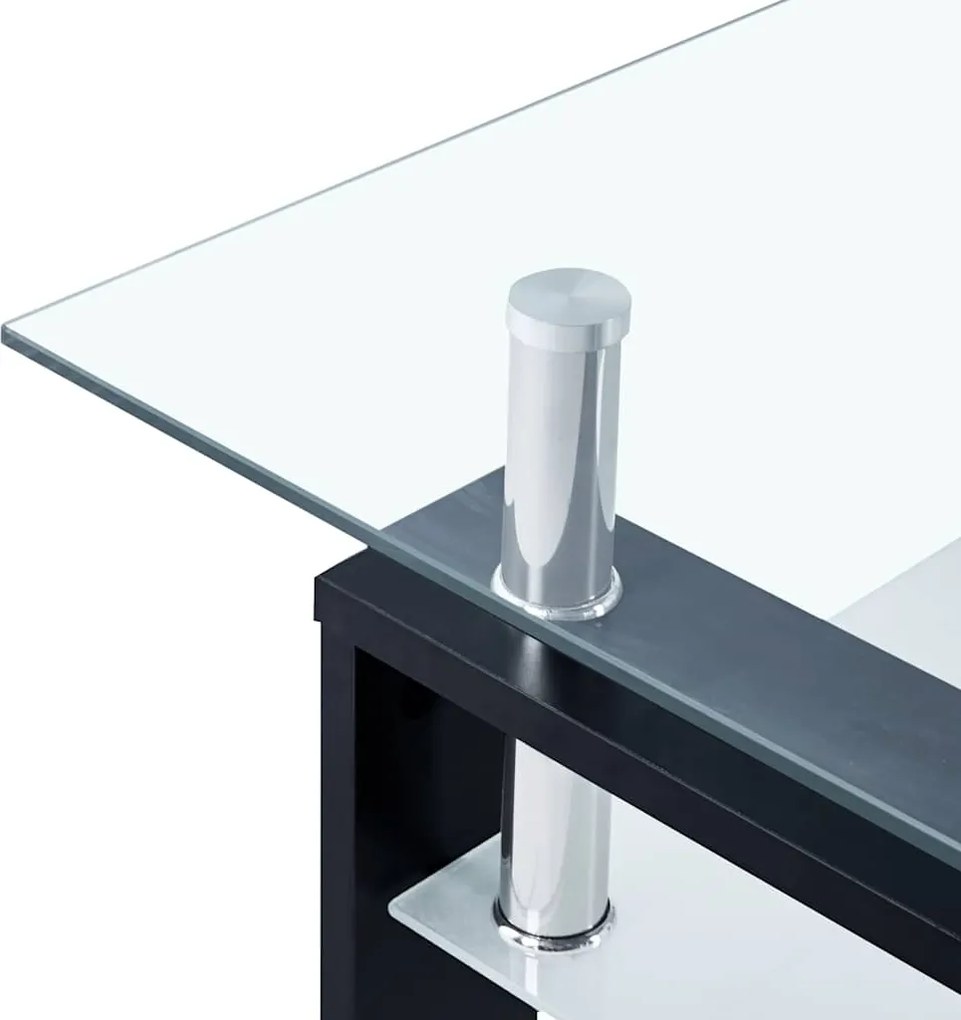 Konferenční stolek černý a průhledný 95x55x40 cm tvrzené sklo 330303