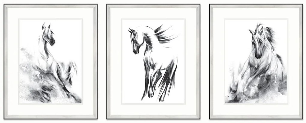 Elegantní triptych s arabskými koňmi do obývacího pokoje a pracovny – Arabští koně | Anna Borkowska