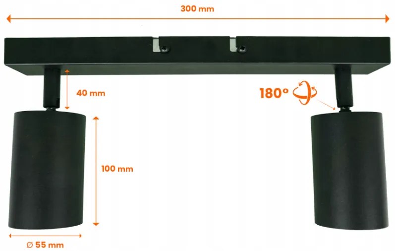 BERGE Stropní bodové svítidlo LED VIKI-X 2x GU10 - černé