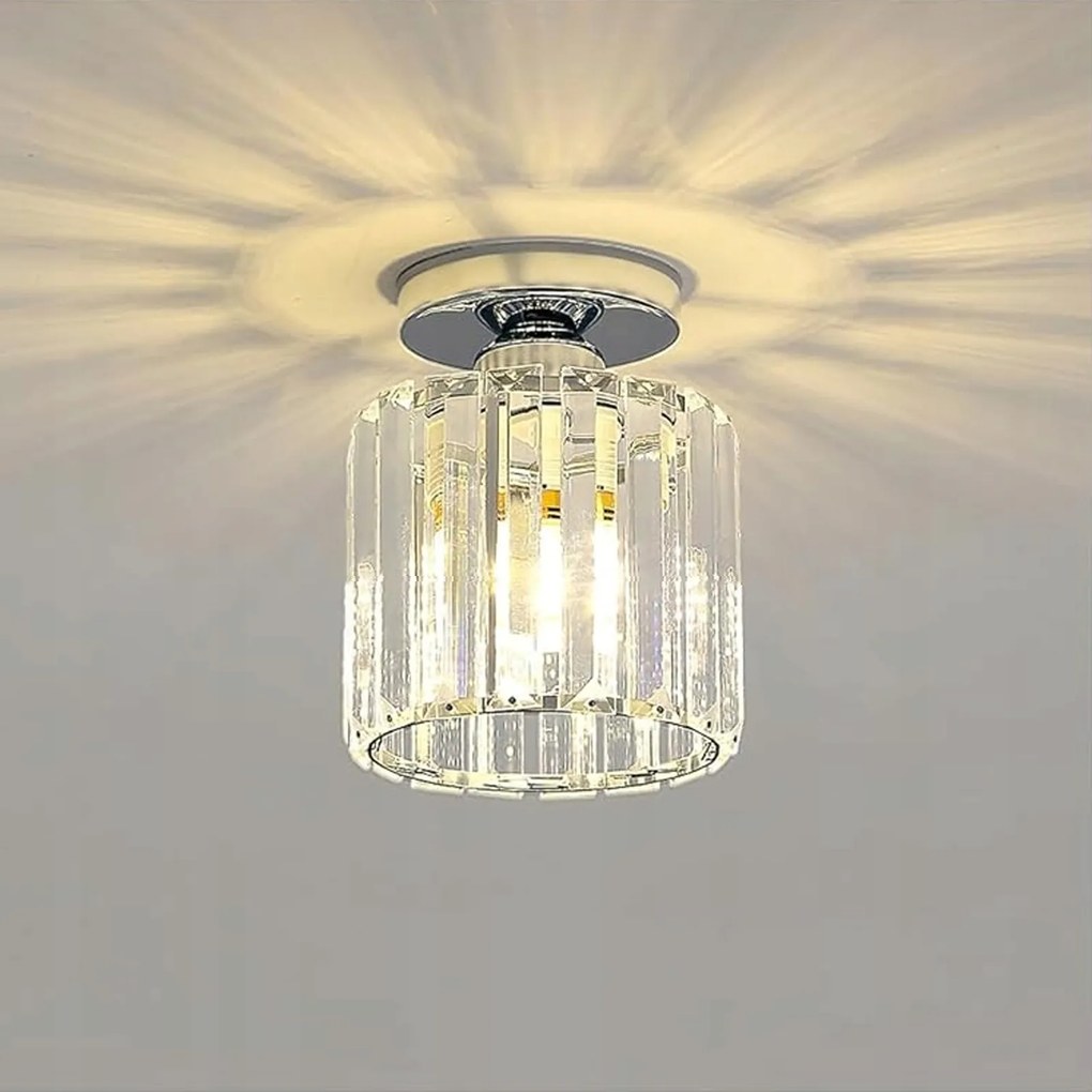 Lampa Sufitowa E27 Głowi Plafon Krysztalowy Chrom Do Salonu Nowoczesna