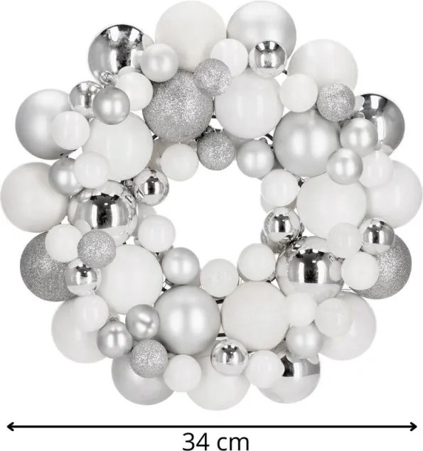 Vánoční věnec stříbrný 34 cm CA1390