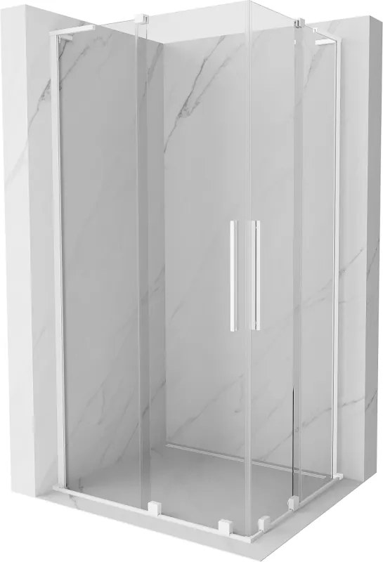 Mexen Velar L Duo, sprchový kout s posuvnými dveřmi 90 x 80 cm, 8mm čiré sklo, bílá matná, 871-090-080-02-03-20