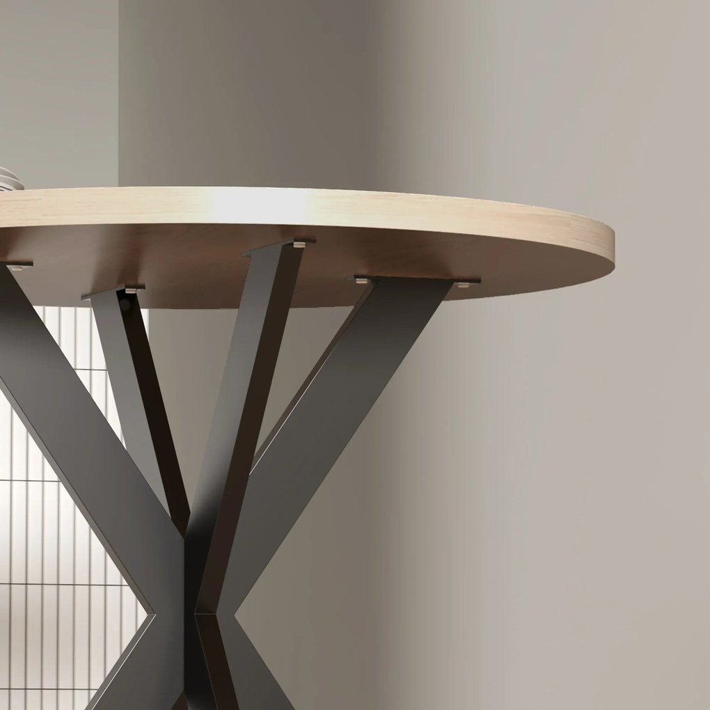 HOMCOM Kulatý jídelní stůl 75 x 75 cm, kuchyňský stůl pro 2-4 osoby, moderní jídelní stůl s pavoučím nohou, hnědá