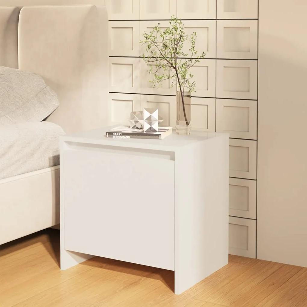 vidaXL Noční stolek bílý s vysokým leskem 45x34x44,5 cm dřevotříska
