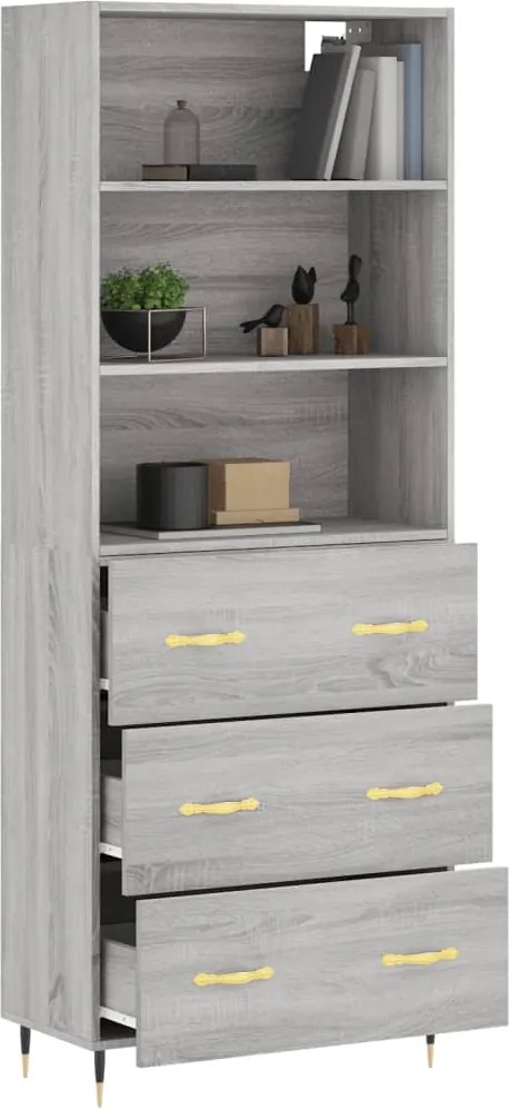 Skříň highboard šedá sonoma 69,5 x 34 x 180 cm kompozitní dřevo 3189363
