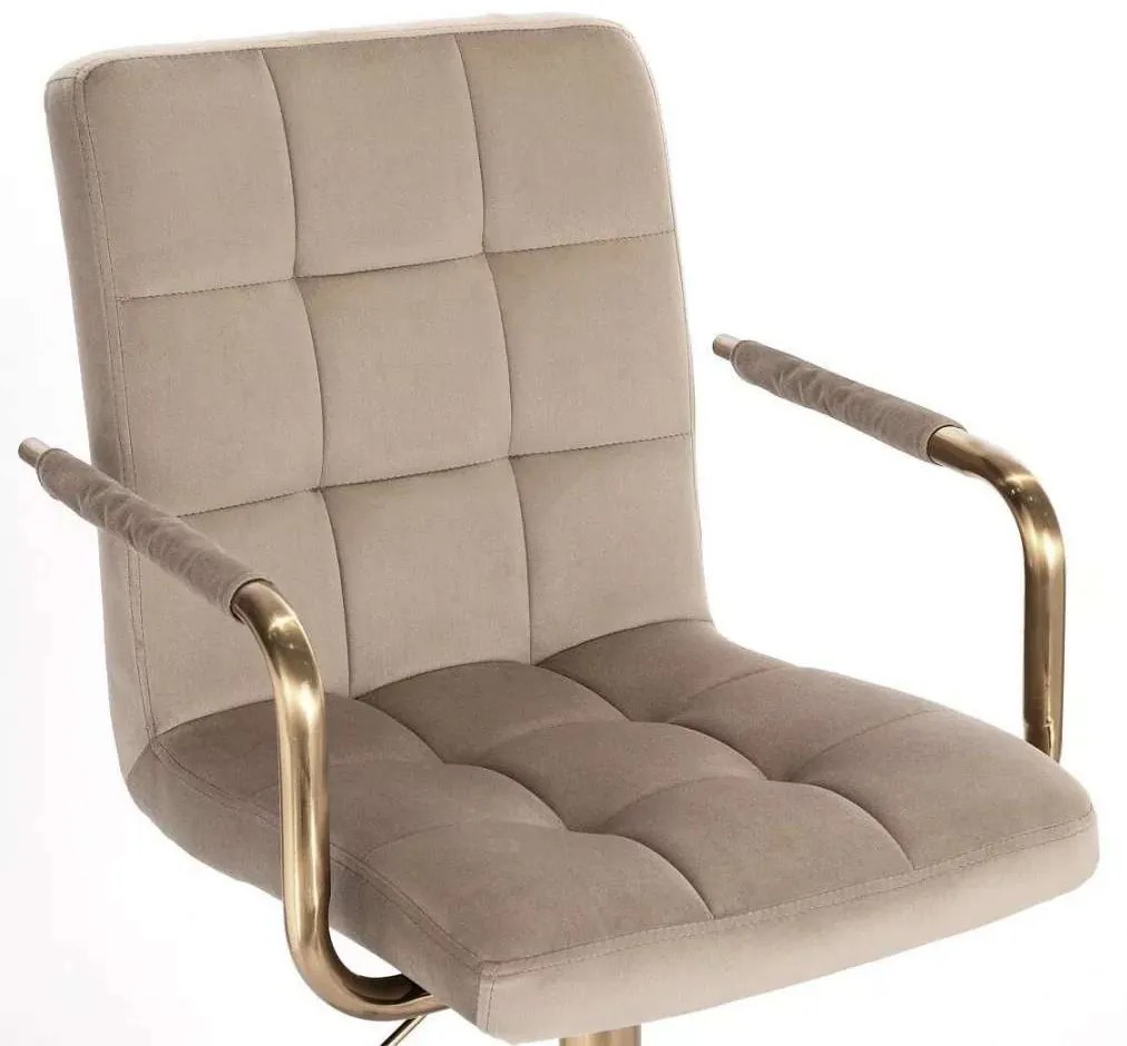 LuxuryForm DESIGN Otočná židle VERONA GOLD VELUR na zlatém kříži - latte