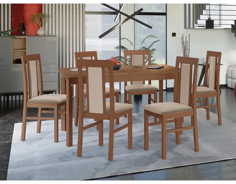 Rozkládací stůl se 6 židlemi - AL34, Barva dřeva: ořech-L, Potah: 25x - Paros 2